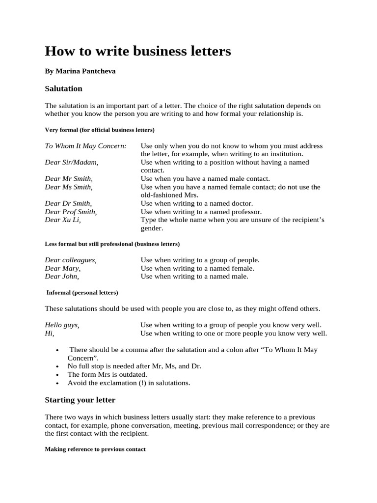 How to write business letters | PDF | Written Communication | Writing