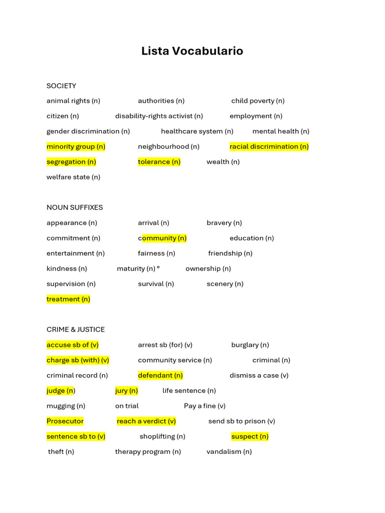 Sugerencia de Vocabulario - Porque Pan | PDF