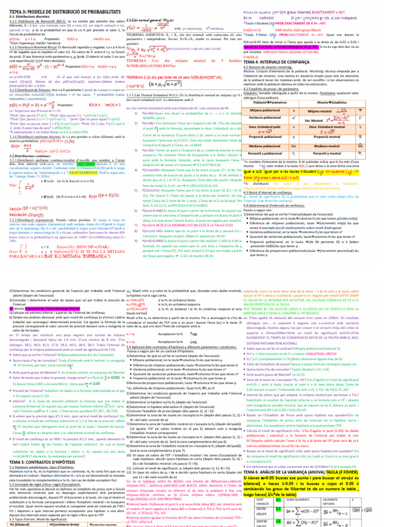Formulario Estadistica Examen | PDF