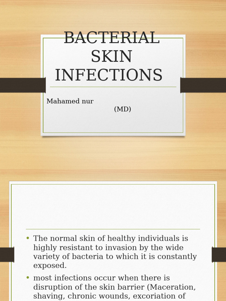 Bacterial Skin Infections Overview | PDF | Staphylococcus Aureus ...