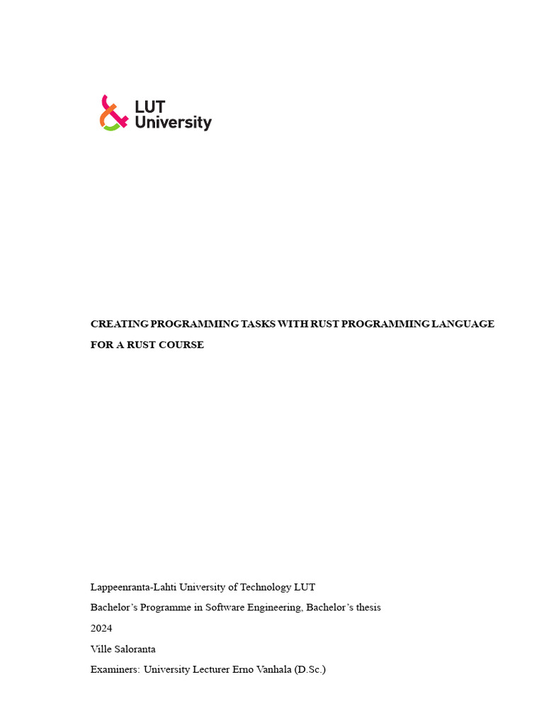 Rust Programming Tasks for Education | PDF | Scope (Computer Science ...