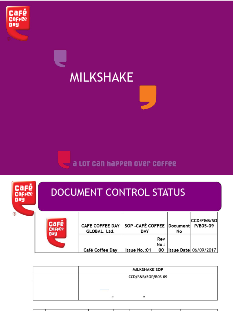 Milkshake Preparation SOP Guide | PDF | Milkshake | Drink