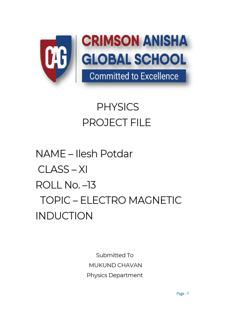 Electromagnetic Induction Project Report | PDF | Electromagnetic ...