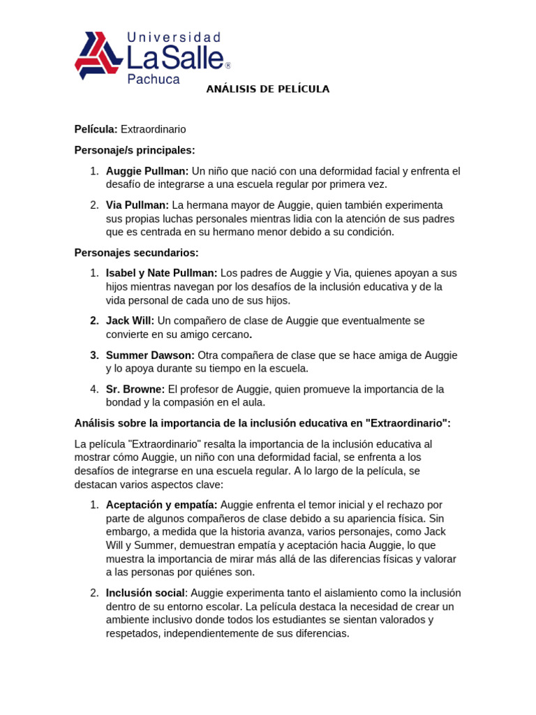 ANÁLISIS DE PELÍCULA (3) | PDF | Inclusión (Educación) | Escuelas