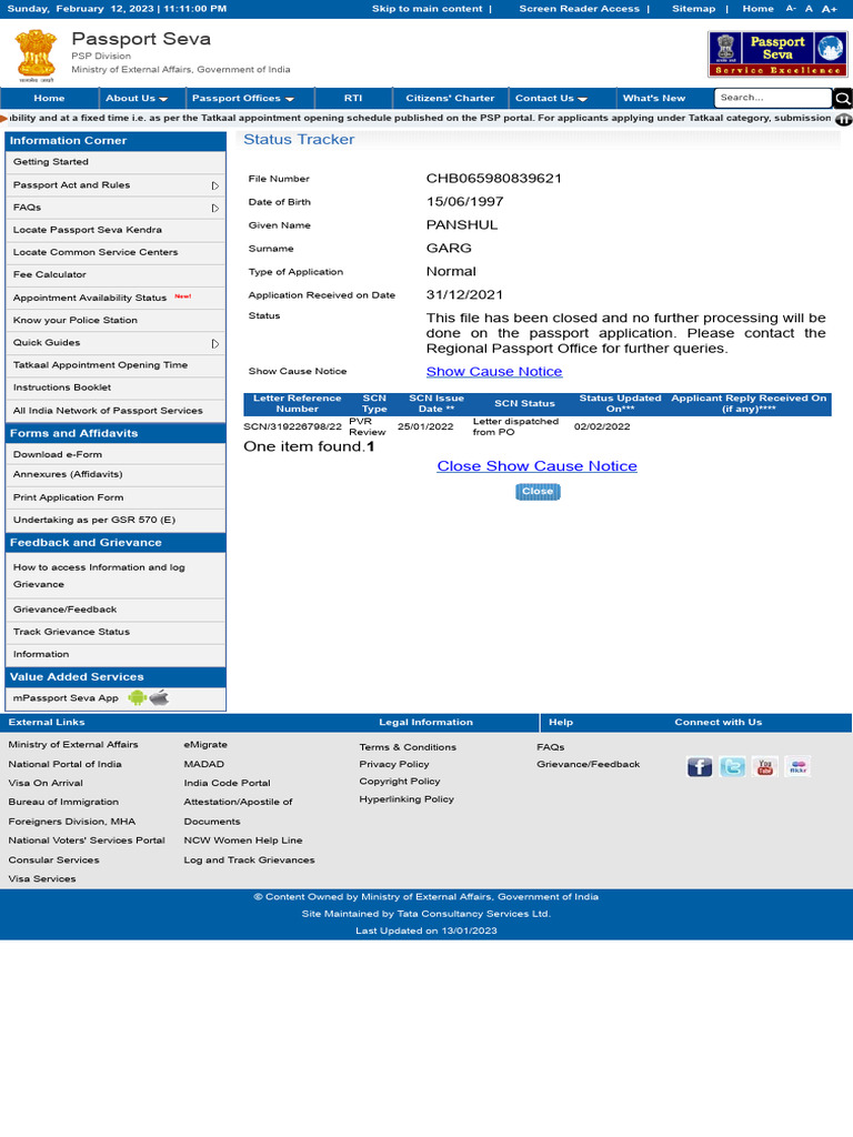 Passport Seva, Ministry of External Affairs, Government of India | PDF ...
