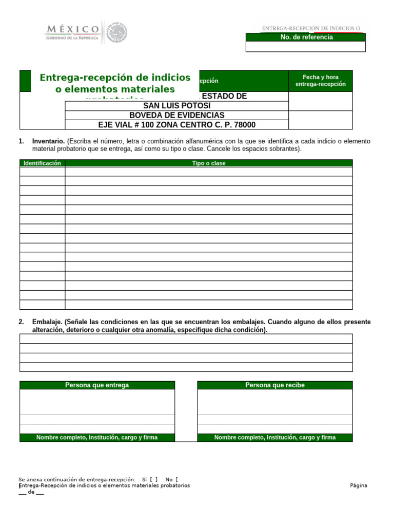 Entrega Recepcion Elementos Materiales Probatorios | PDF