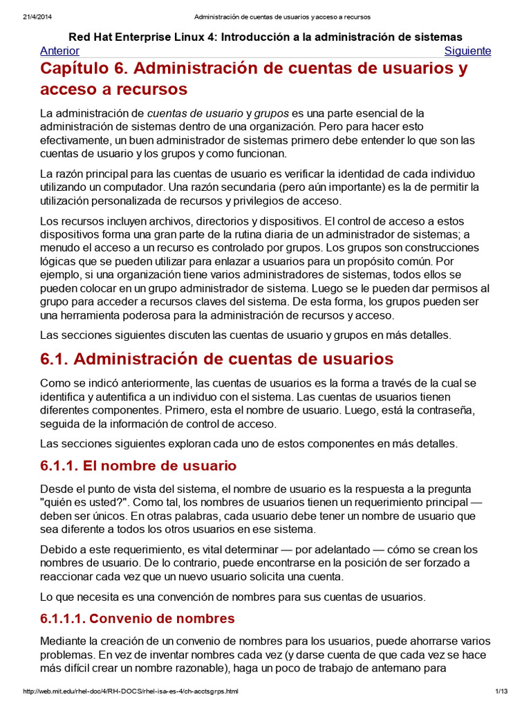 Administraci-N de Cuentas de Usuarios y Acceso A Recursos | PDF ...