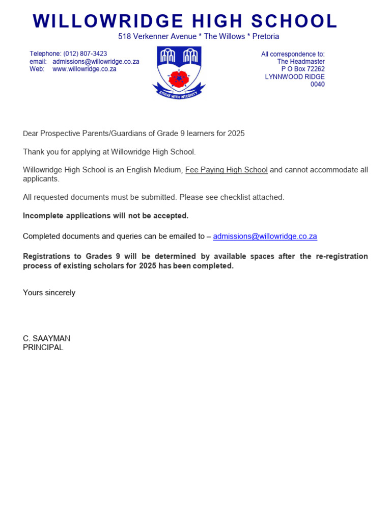 Grade 9 Admission Guide 2025 | PDF