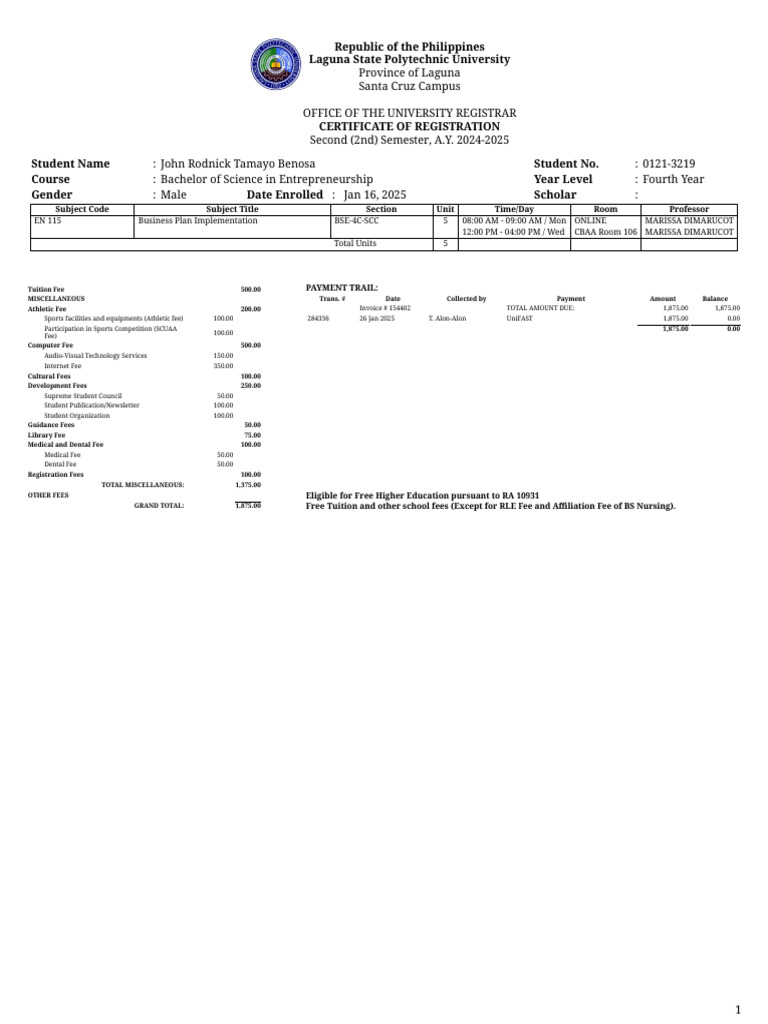 Certificate of Registration (1) NICKY | PDF | Higher Education ...