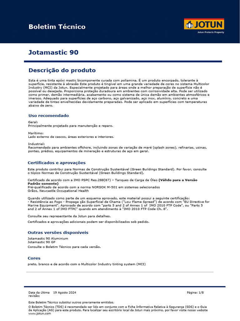 TDS 16560 Jotamastic 90 Por BR | PDF | Tinta | Epóxi