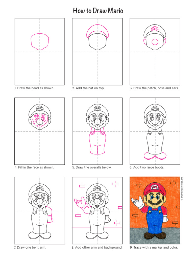 Step-by-Step Mario Drawing Guide | PDF
