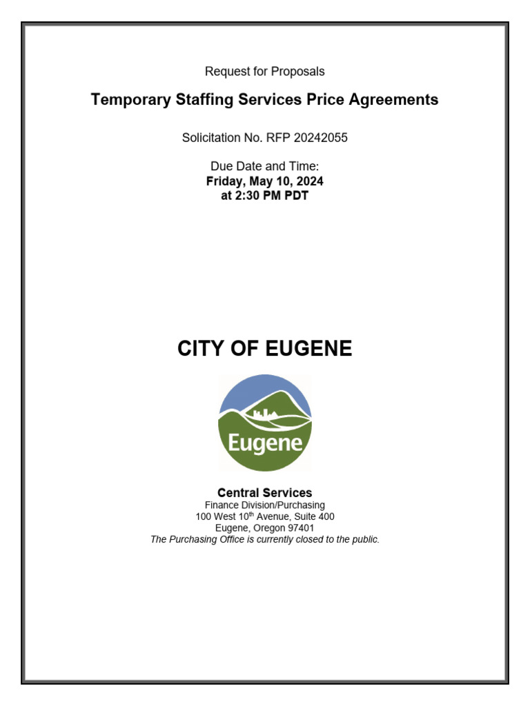 Eugene Temp Staffing RFP 2024 | PDF | Employment | Recycling