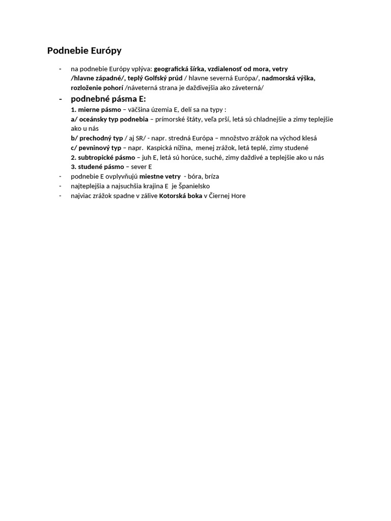 Podnebie Európy | PDF