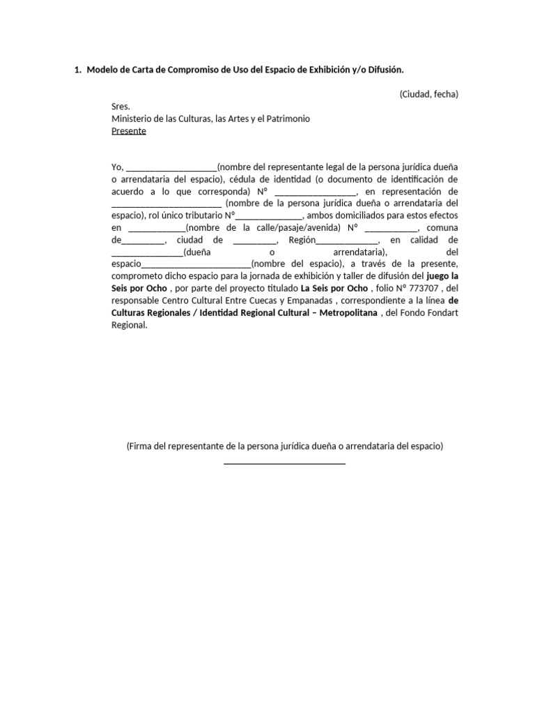 Carta-Espacio Entre Cuecas y Empanadas | PDF