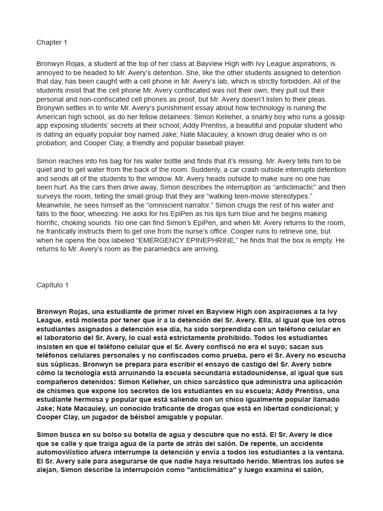 Resumen Capitulo 1 y 2 y Personajes | PDF