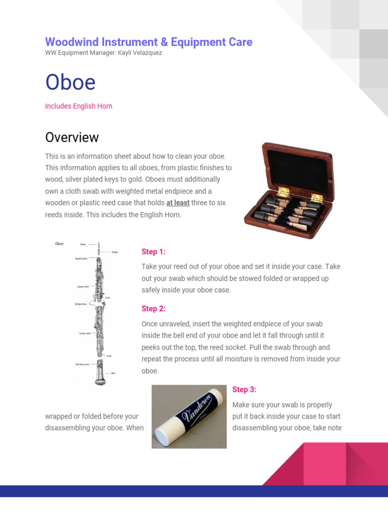 Oboe Equipment Sheet | PDF | Oboe