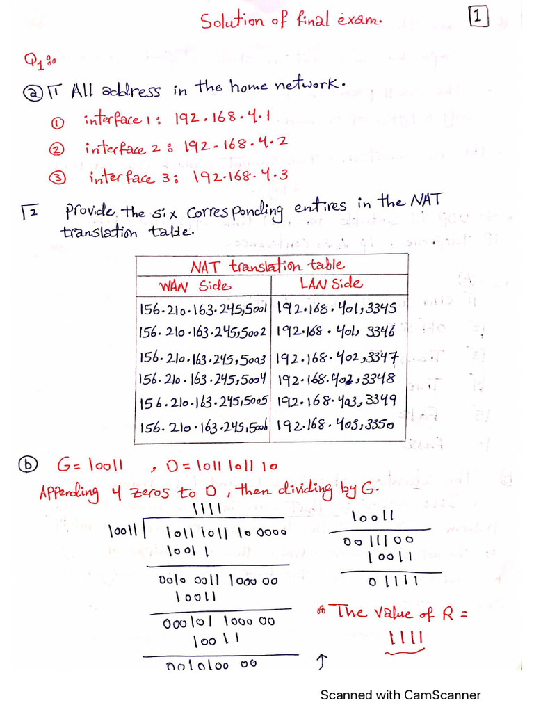 Report of Solution Final Exam Networks | PDF
