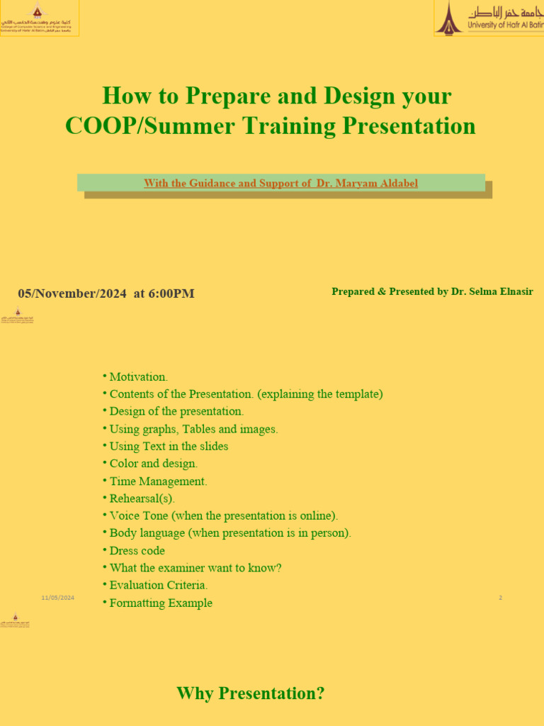 How To Prepar and Design Your COOP Smmer Training Presentation | PDF ...