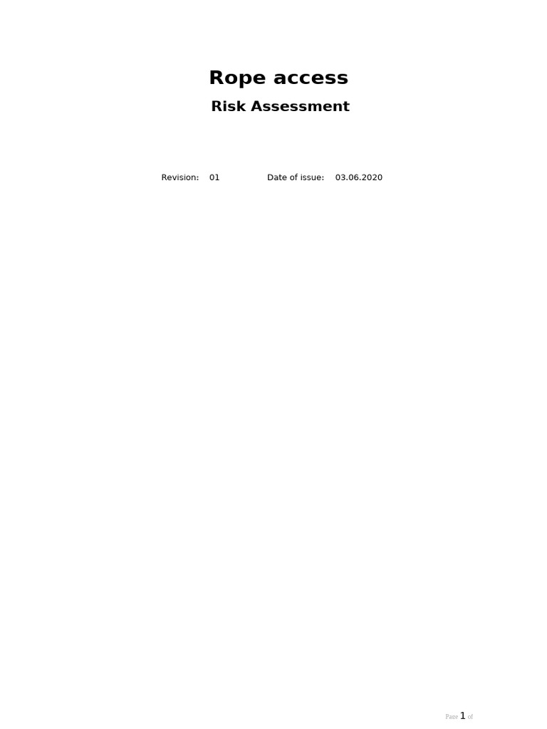 Rope Access - General Risk Assessment + Method of Statetment | PDF ...