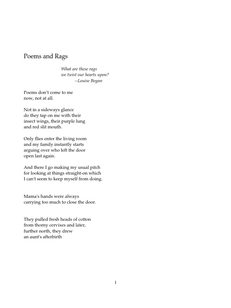 Poems and Rags: What Are These Rags We Twist Our Hearts Upon? Louise ...