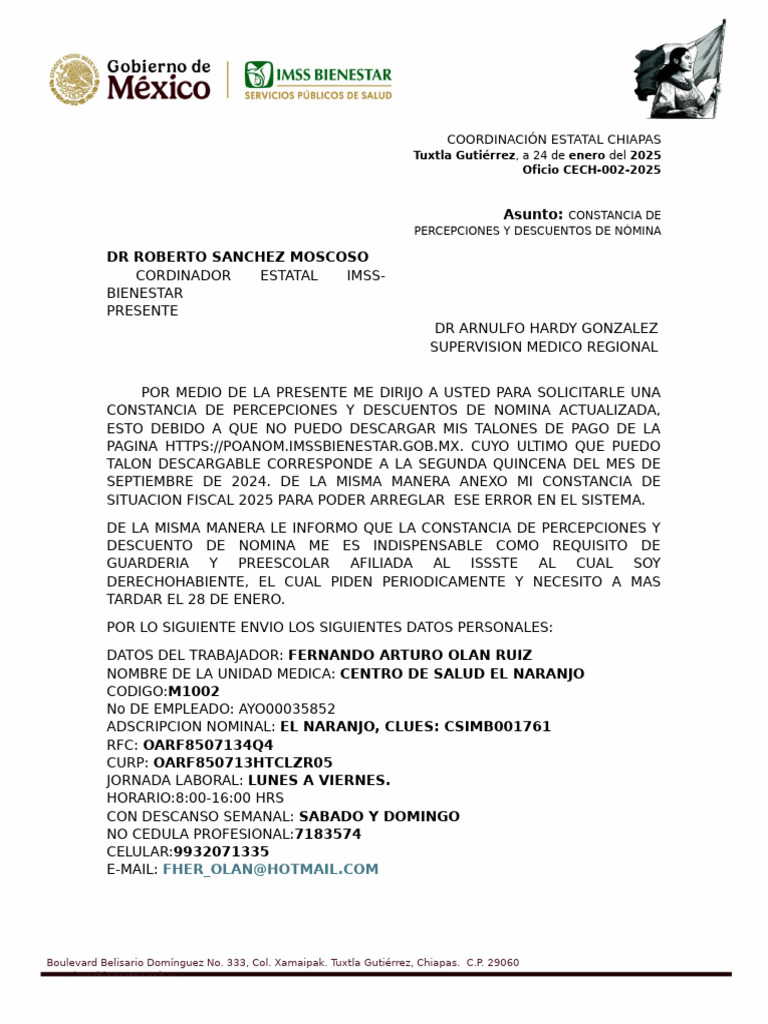 IMSS_Bienestar_Formato Oficio 2025 - Limpio (1)-2 | PDF