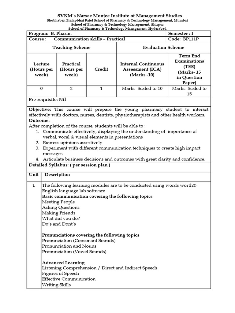 Communication Skills Practical Sem I | PDF | Communication | Speech