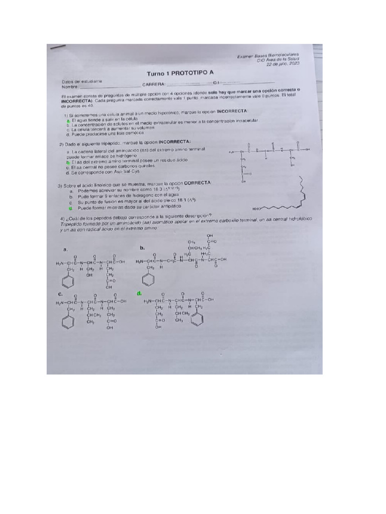 Prototipo A y B de Examen Julio 22-07-23 | PDF