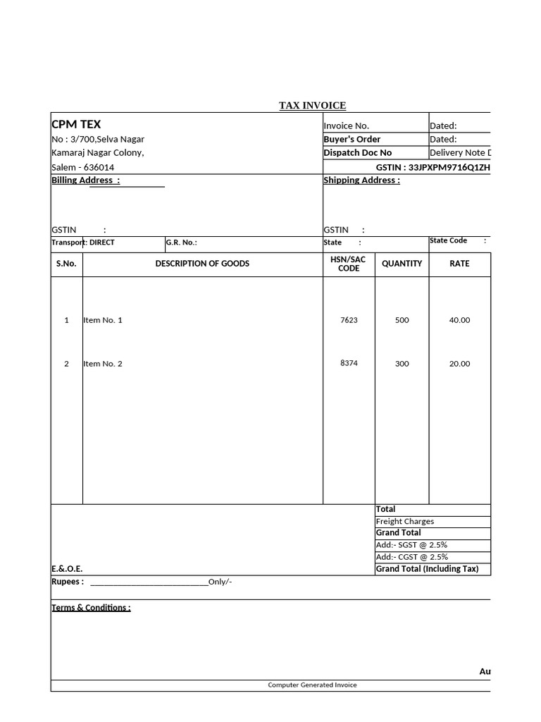 GST Invoice Format No. 20 | PDF | Invoice | Trade