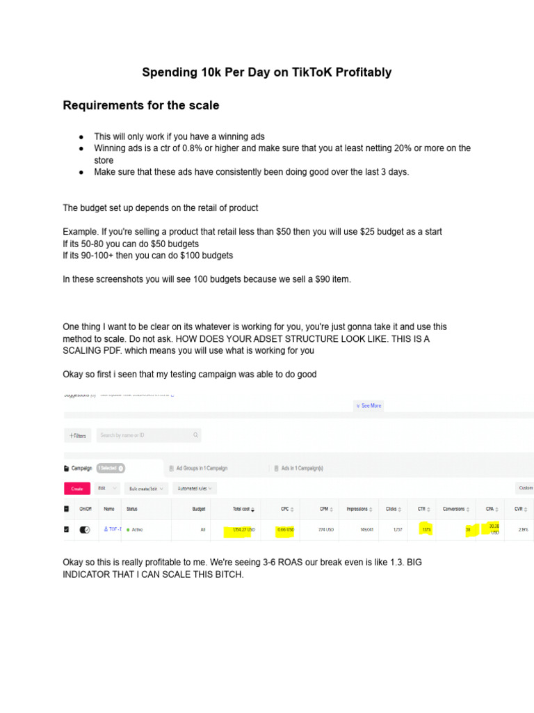 Spending 10k Per Day On TikTok 1 | PDF | Business Economics