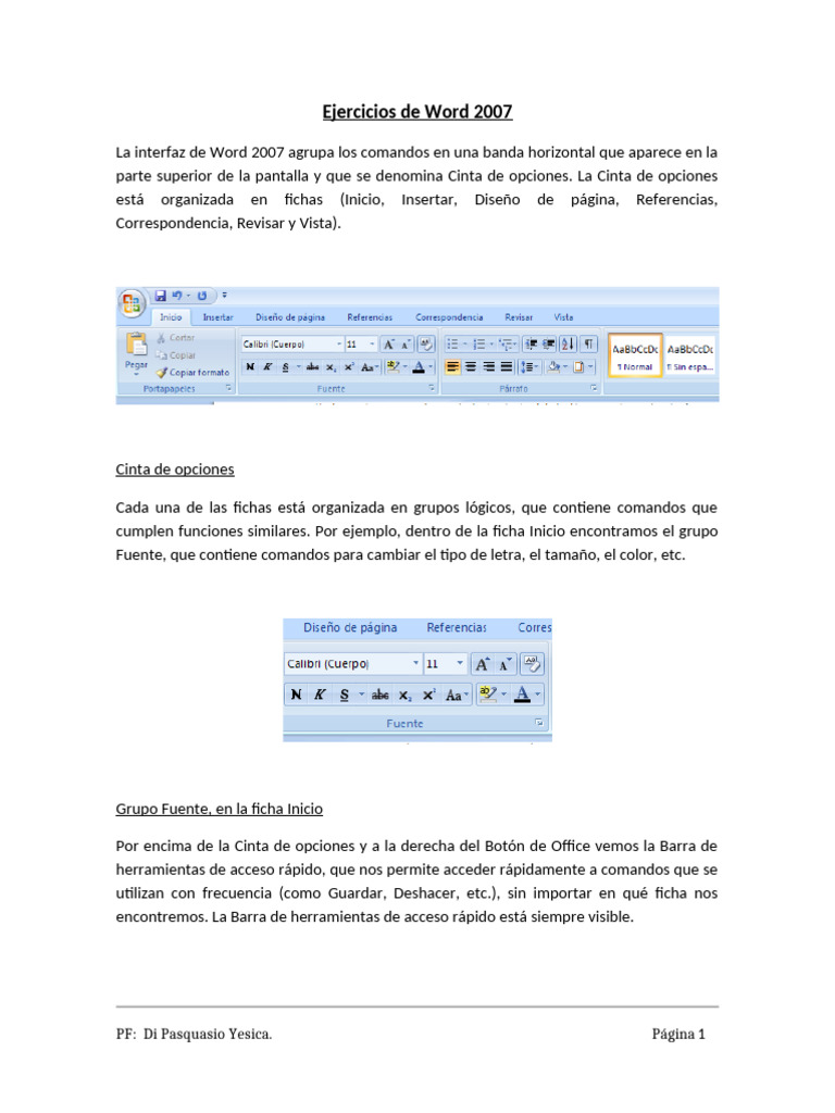 Ejercicios de Word 2007 | PDF | Microsoft Word | Red mundial