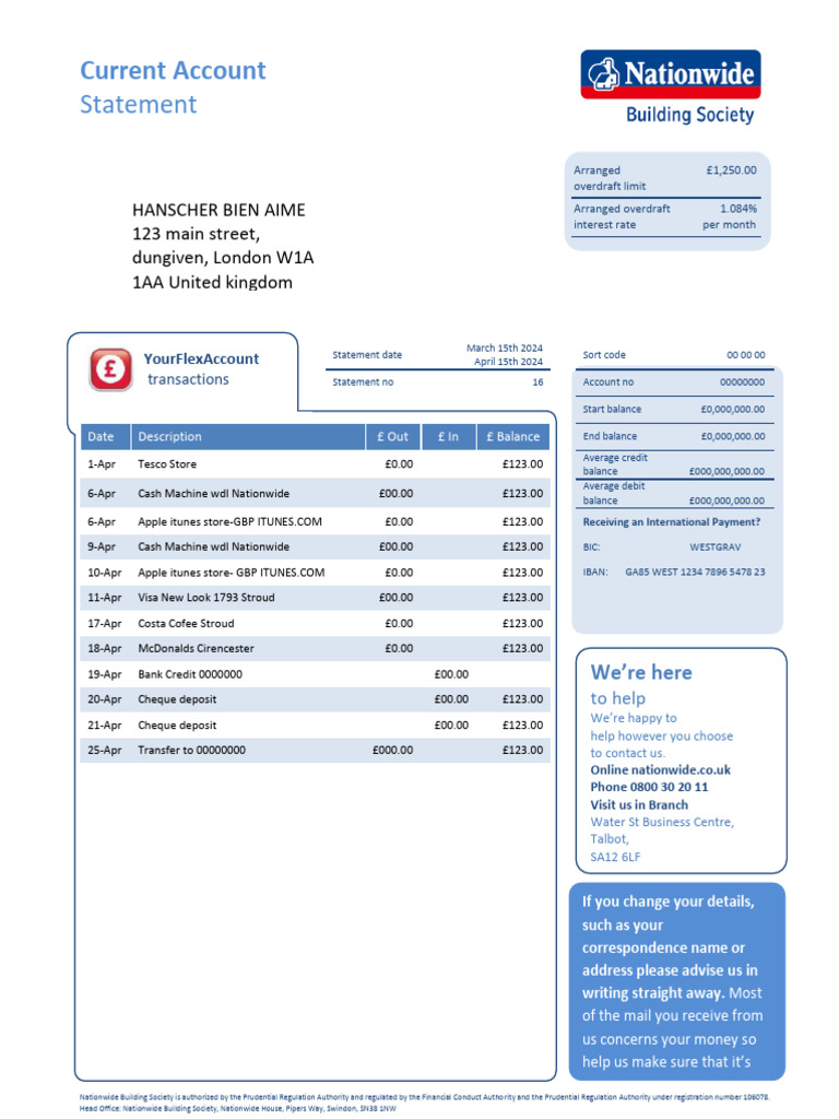 Nationwide Bank StatementHans | PDF | Transaction Account | Service ...
