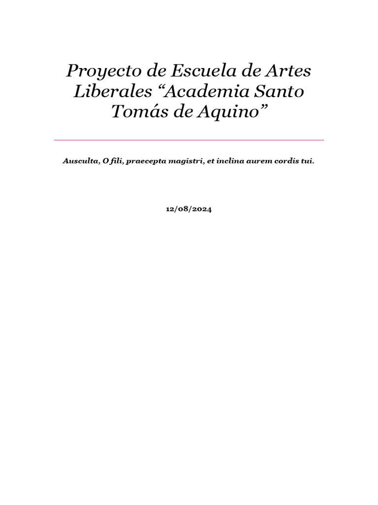 Proyecto Academia S. Tomas de Aquino | PDF | Verdad | Tomás de Aquino