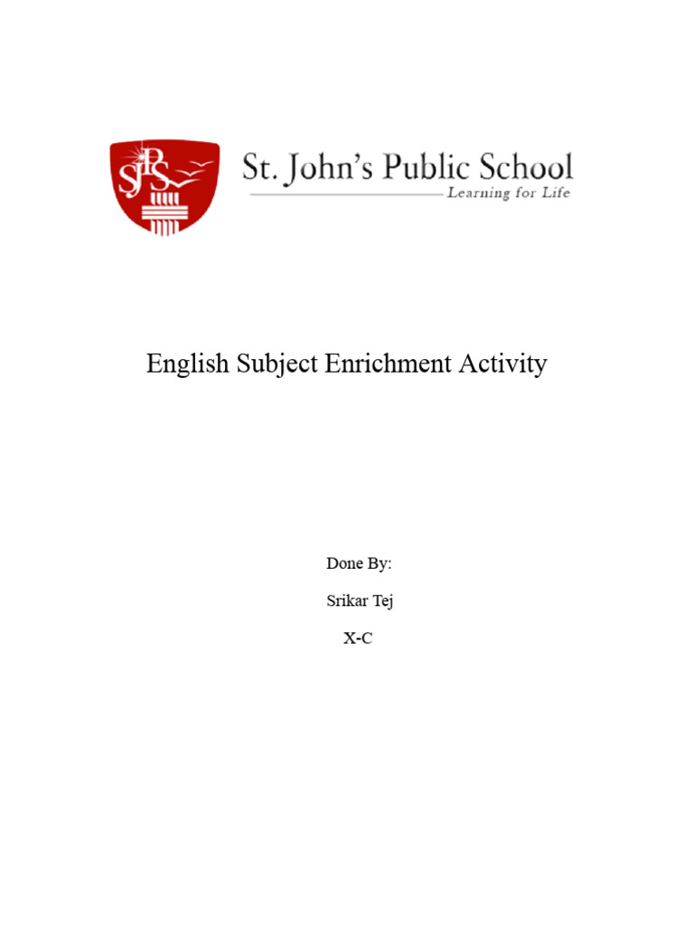 English Subject Enrichment Activity | PDF