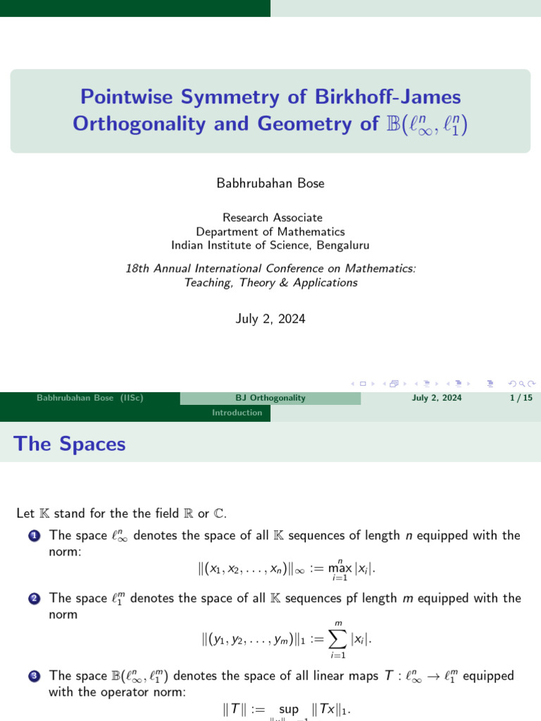 Presentation ATINER 2024 | PDF | Norm (Mathematics) | Vector Space