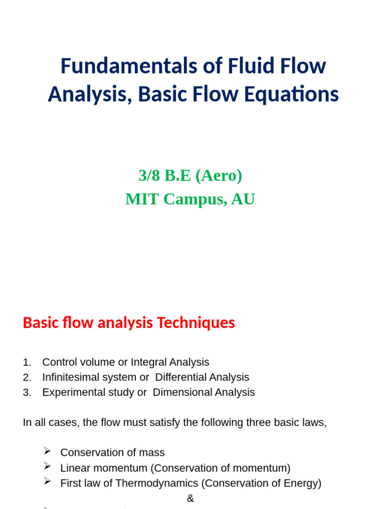 Basics of Flow Equation | PDF | Integral | Fluid Mechanics