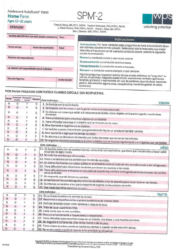 SPM 2 ADOLESCENTES FAMILIA Grillas | PDF
