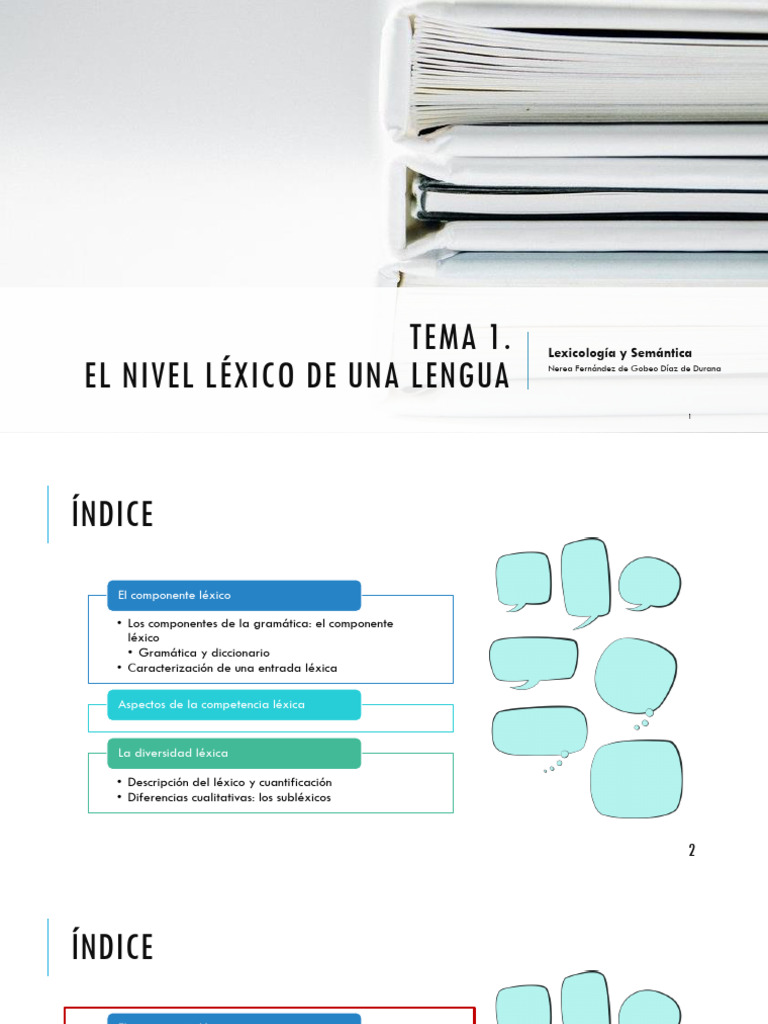 Tema 1. El nivel léxico de la lengua | PDF | Léxico | Palabra