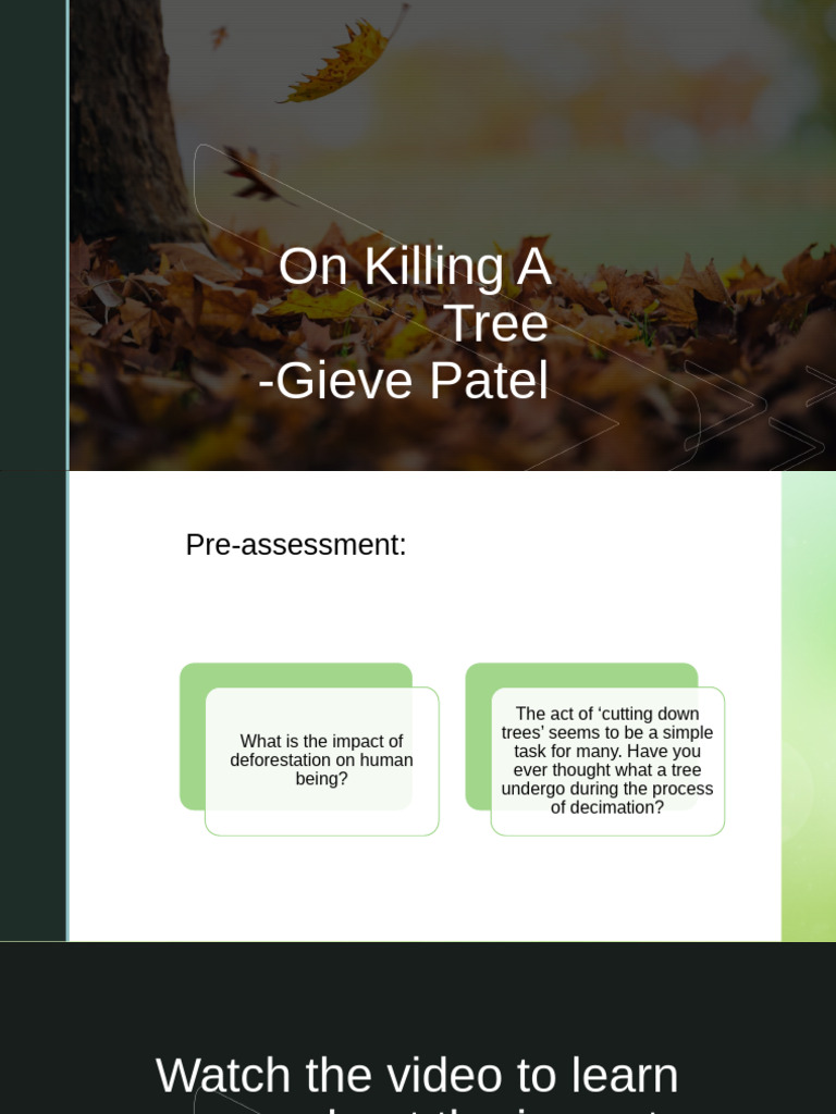 On Killing A Tree | PDF | Poetry | Trees