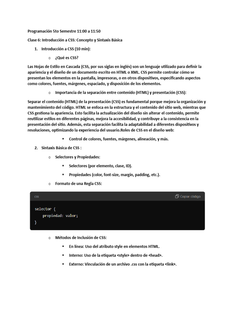 Introducción a CSS: Conceptos y Sintaxis | PDF | HTML | ciberespacio