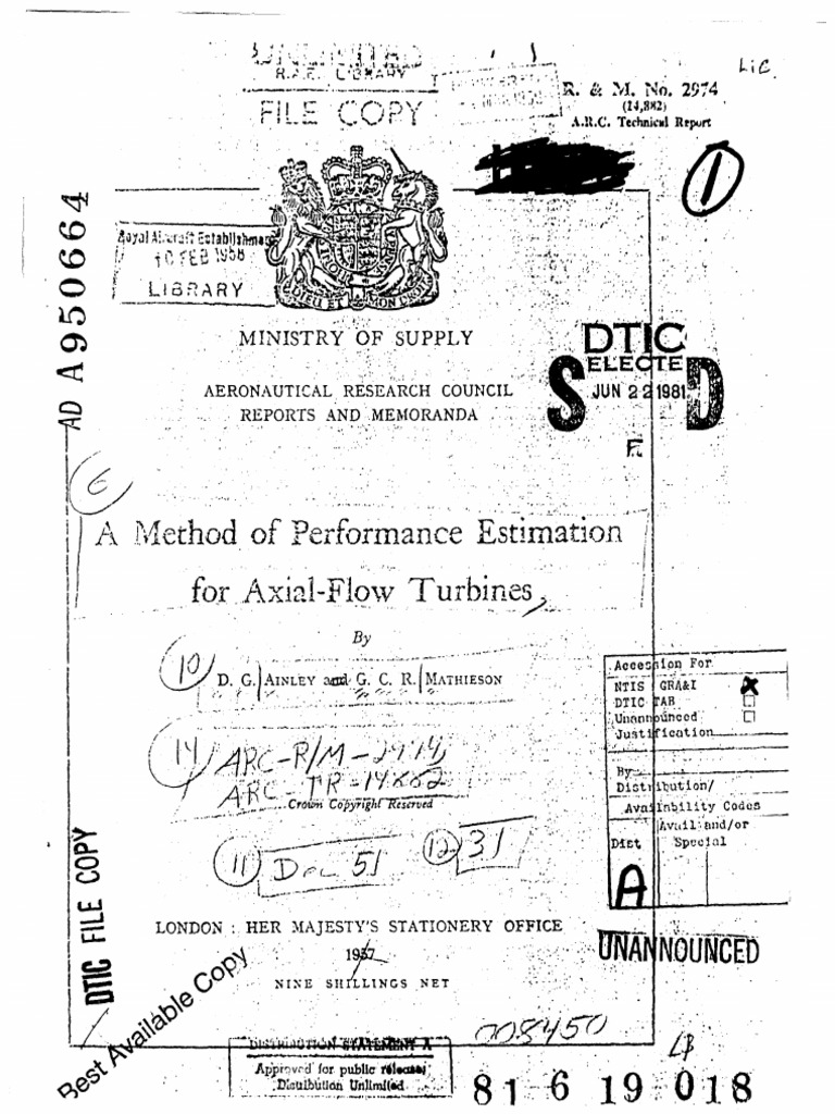 A Method Of Performance Estimation For Axial Flow Turbines 1s4skyurha Pdf Turbine Gases