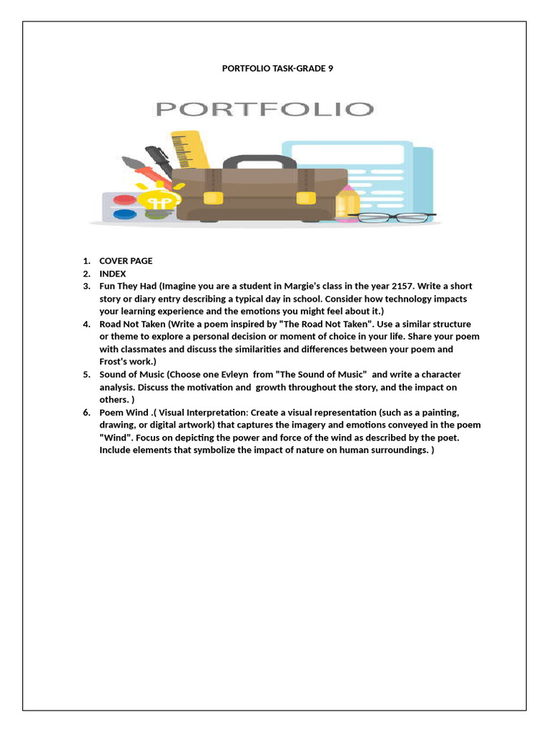 Grade 9 English Portfolio Tasks | PDF