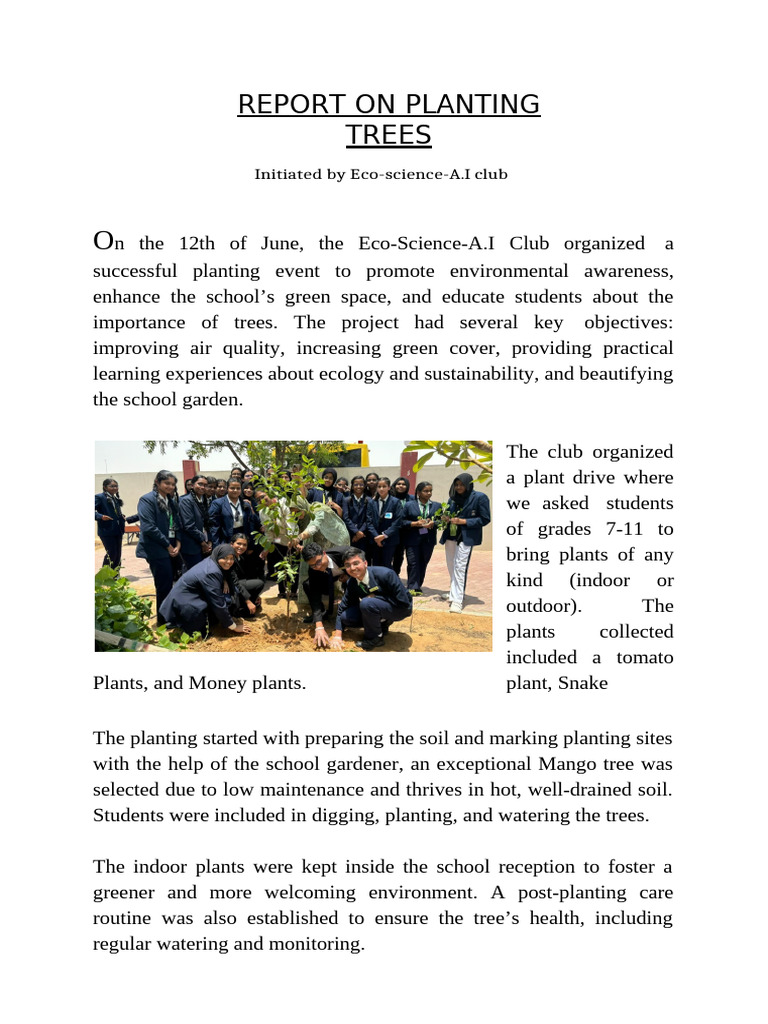 Tree Planting Event Report by Eco-Science-A.I | PDF
