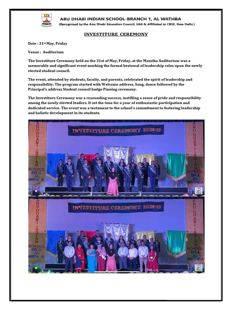 Investiture Ceremony Highlights 2023 | PDF