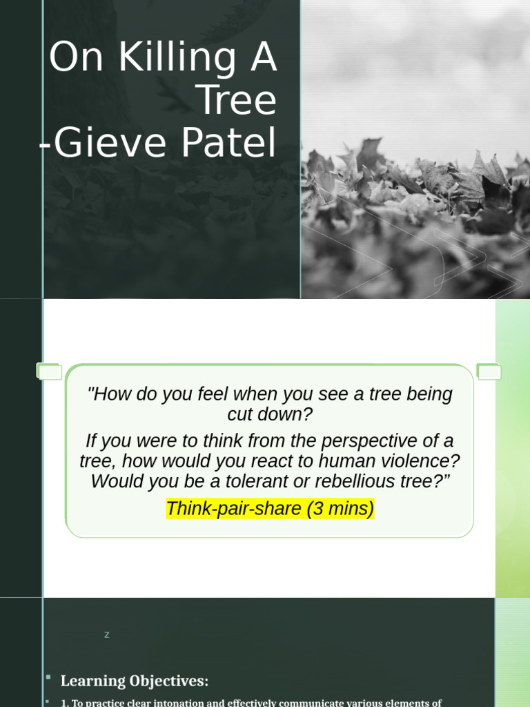 On Killing A Tree PPT Adek | PDF | Poetry | Thought