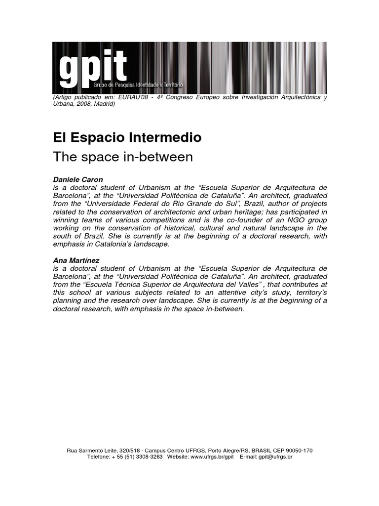 El Espacio Intermedio The Space in Betwe | PDF | Experiencia | Memoria