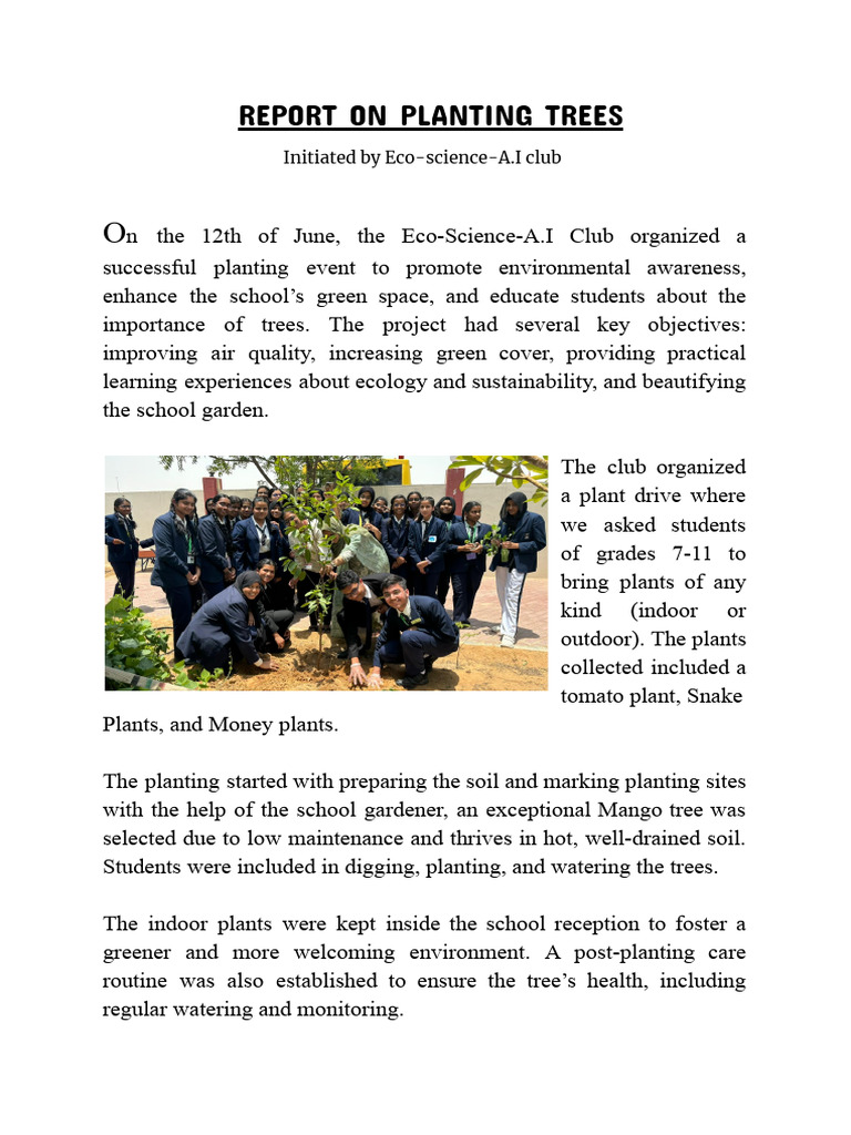 Tree Planting Event Report by Eco-Science-A.I | PDF