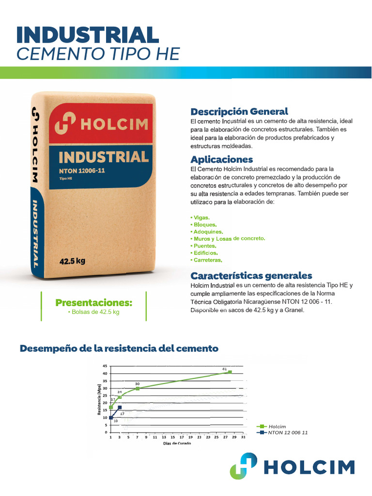 Holcim Industrial Ficha Tecnica | PDF | Hormigón | Cemento