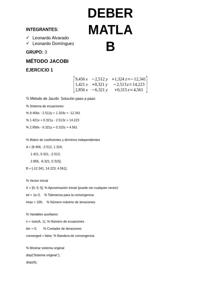 Métodos Numéricos: Jacobi y Gauss-Seidel | PDF | Objetos matemáticos | Algoritmos