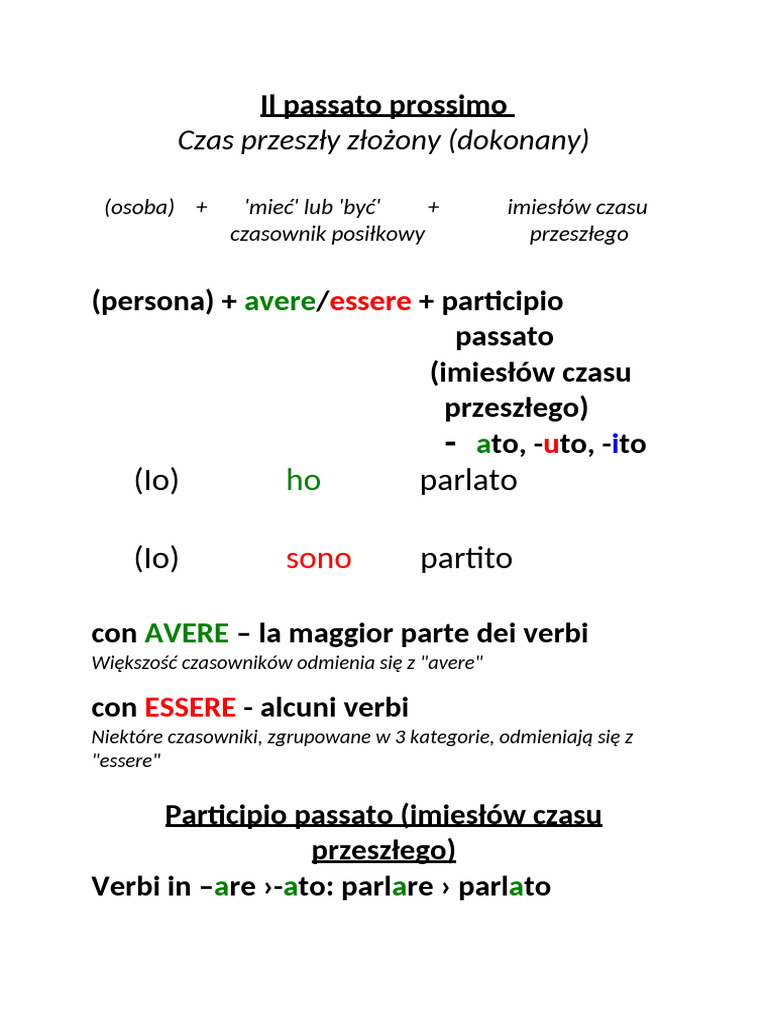 Passato Prossimo | PDF