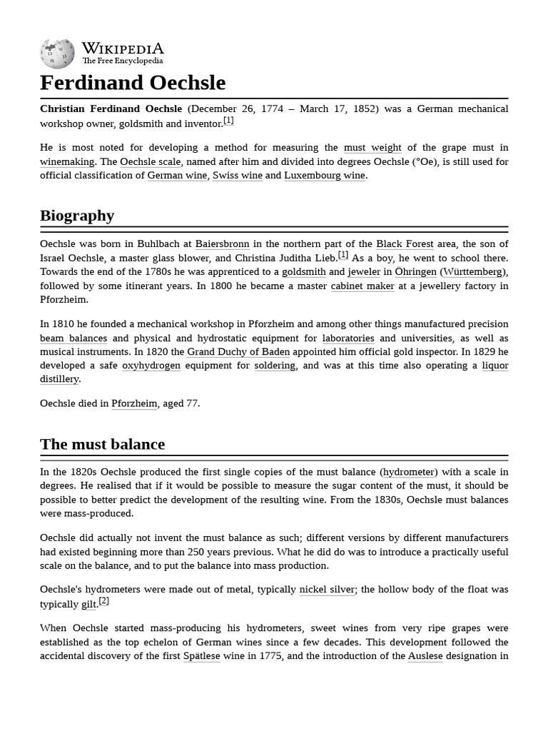 Ferdinand_Oechsle | PDF | Wine | Grape
